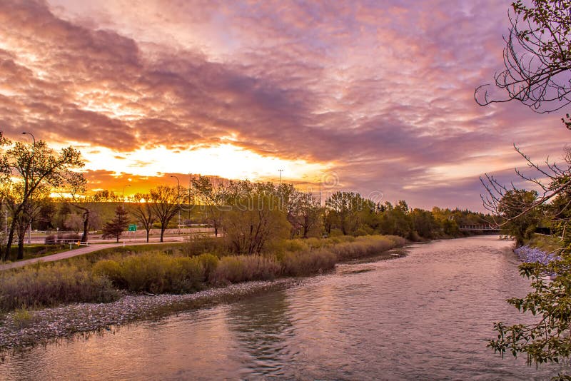 Warm Sunrise Sky Over a Spring Park Stock Photo - Image of landscapes ...