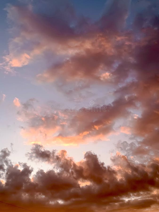 Warm Sunset in the Sky with Violet Colour Stock Photo - Image of color ...