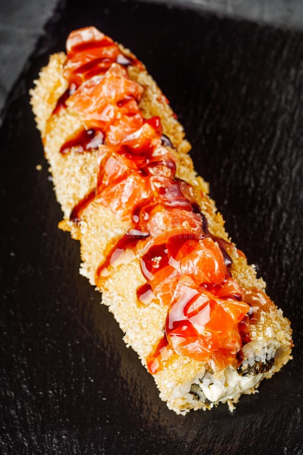 Warm Sushi Roll Hot Dog in Panko Breadcrumbs Stock Image - Image of ...