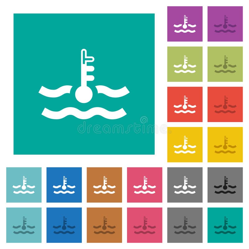 Warm Temperature Engine Coolant Flat Color Icons with Quadrant Frames ...