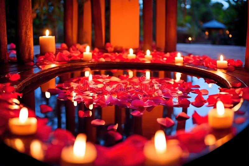 Warm Thai Massage Scene with Aromatherapy Candles and Hot Spring Water ...