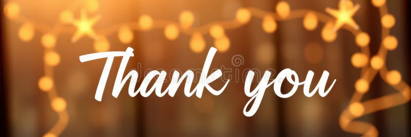 Warm Thank You Message Illuminated by Soft Glowing Lights in a Cozy ...
