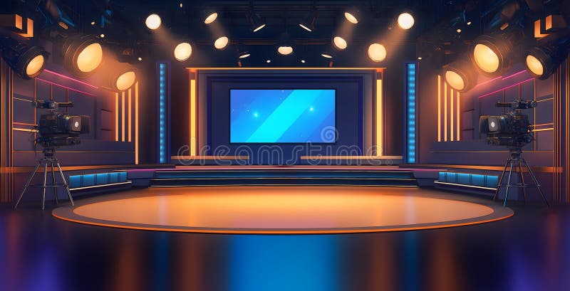 Warm Tone News Stage stock illustration. Illustration of graphic ...