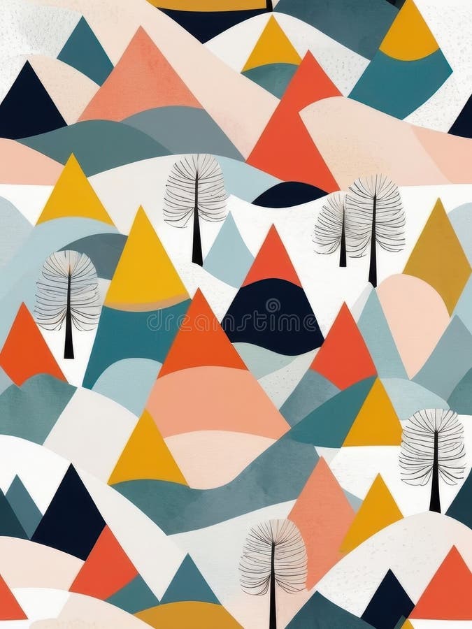 Warm-Toned Abstract Geometric Pattern with Shapes and Warm Colors Stock Illustration ...