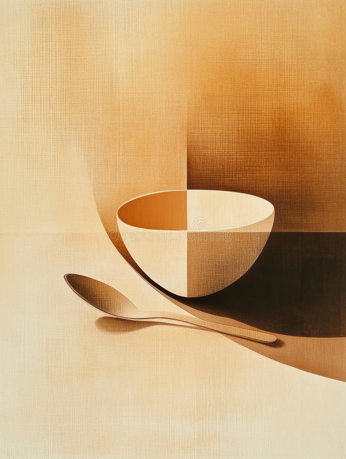 A Warm-toned Background Showcases a Minimalist Spoon and Cup Design ...