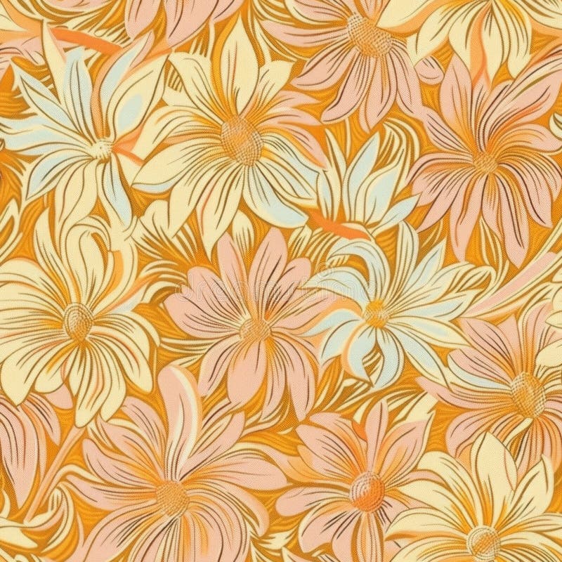 Warm Toned Floral Pattern: Blossoming Background Design Stock Image ...