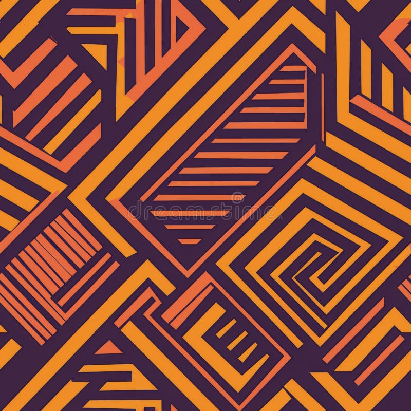 Warm Toned Geometric Maze Seamless Pattern Stock Photo - Image of ...