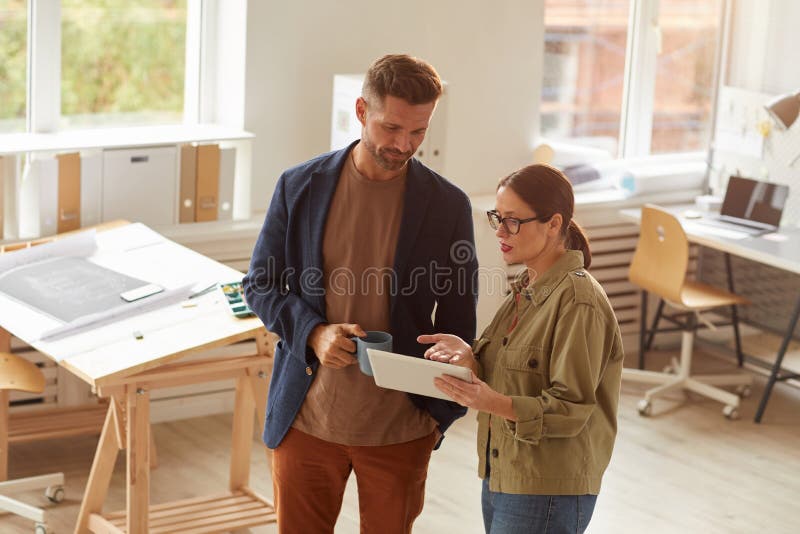 Warm Toned Portrait of Two Office Workers Stock Image - Image of ...