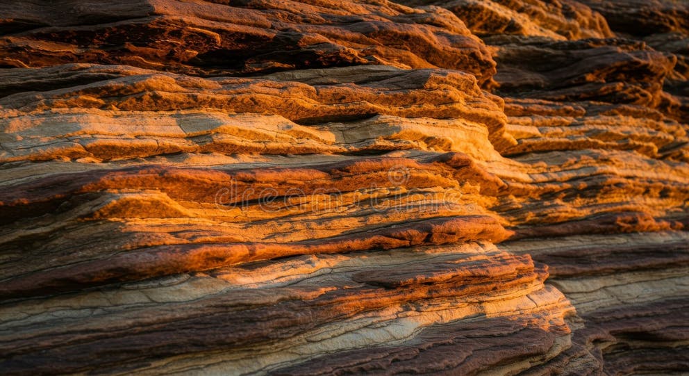Warm-toned Rock Formation Texture at Sunset Stock Illustration ...