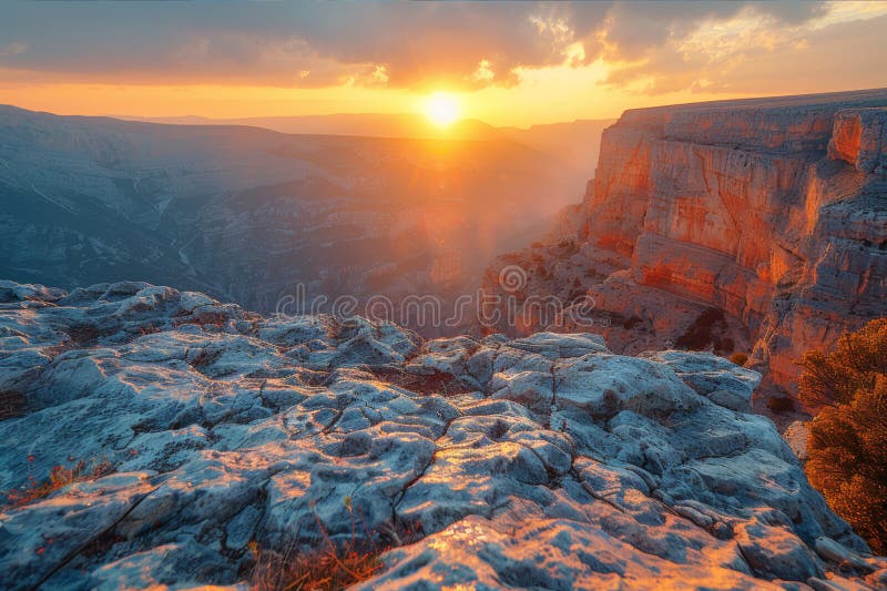 Warm-toned Rock Formations in a Canyon with a Blurred Background ...