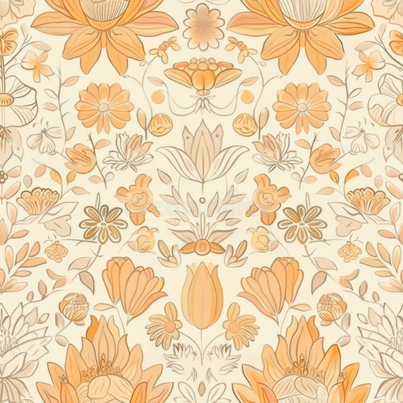 Warm-Toned Seamless Floral Pattern Background for Design Use Stock ...