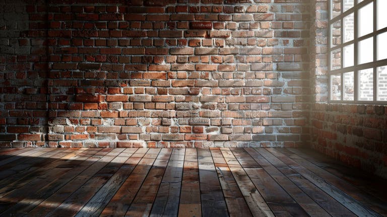 The Warm Tones of a Rustic Brick Loft Wall Complement the Wooden Floor ...