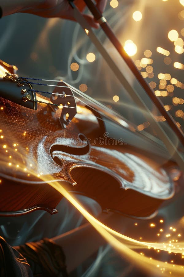 Warm Tones Violin Performance Visualized Sound Waves Artistic ...