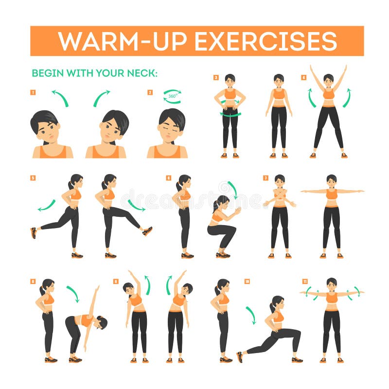 Cool Down After Workout Exercise Set Collection Stock Vector
