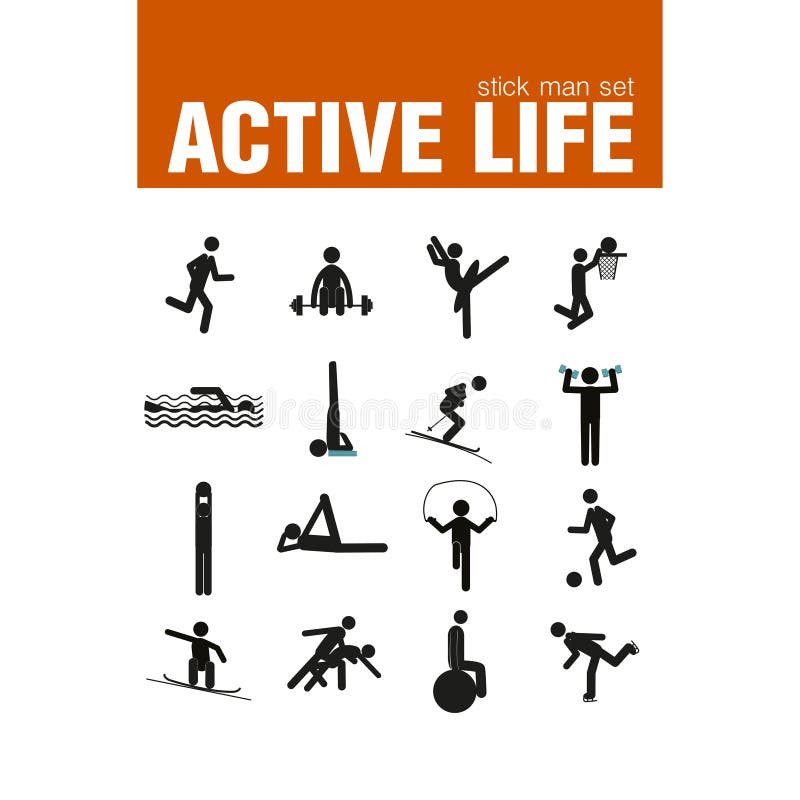 Exercise Stick Figure Set Stock Illustrations – 737 Exercise Stick ...