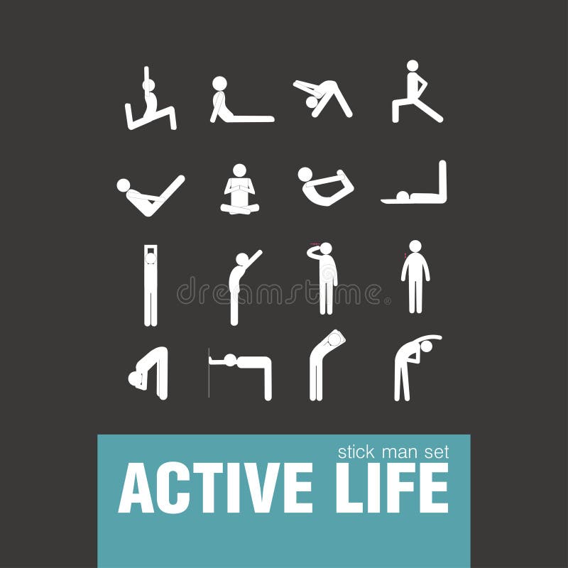 Exercise Stick Figure Set Stock Illustrations – 694 Exercise Stick ...