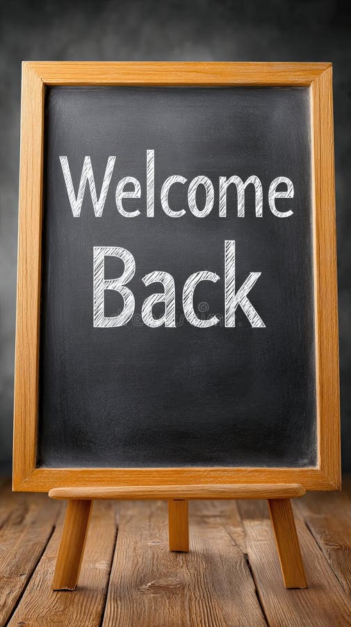 Warm Welcome Back Message on a Clean Chalkboard in an Empty Classroom ...