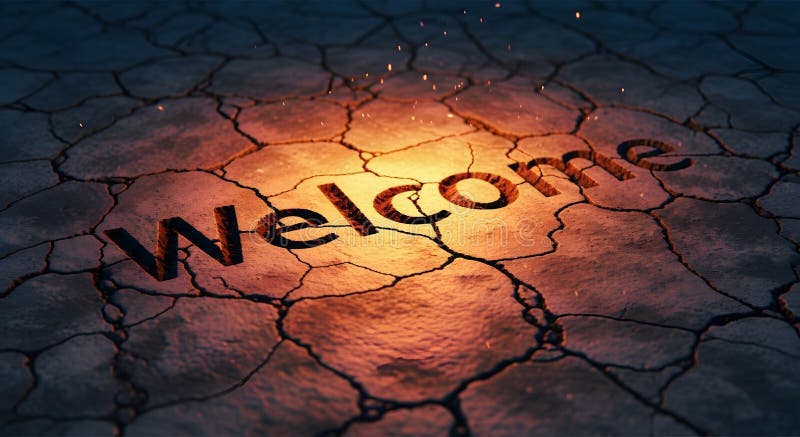 A Warm Welcome Etched in Cracked Earth with Glowing Embers Creating an ...