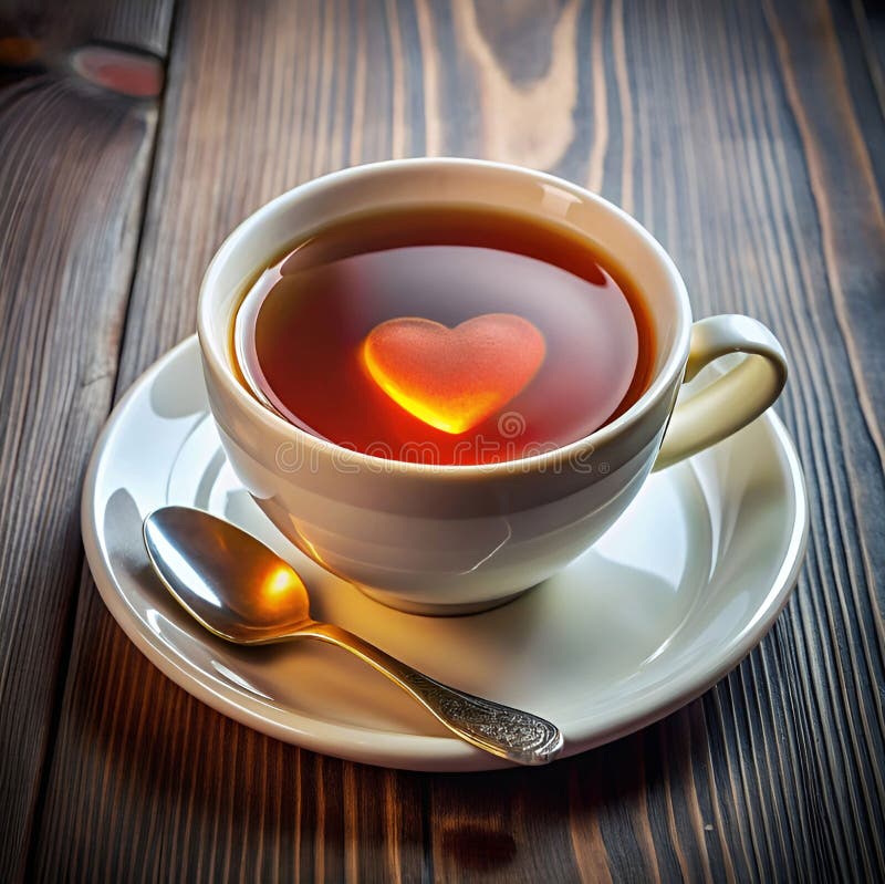 Warm Whispers: a Cup of Tea Filled with Heart Stock Illustration ...