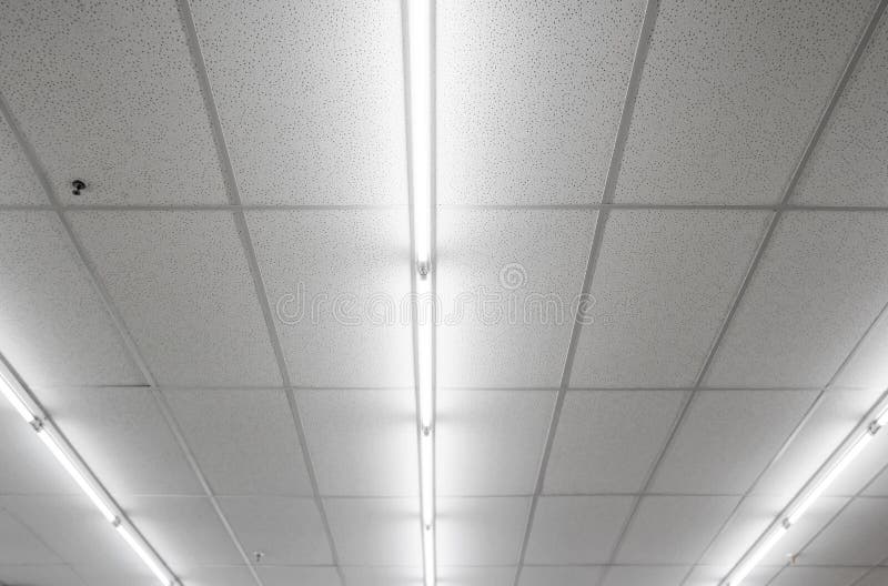 Warm White Fluorescent or Neon Light on Ceiling Stock Photo - Image of ...