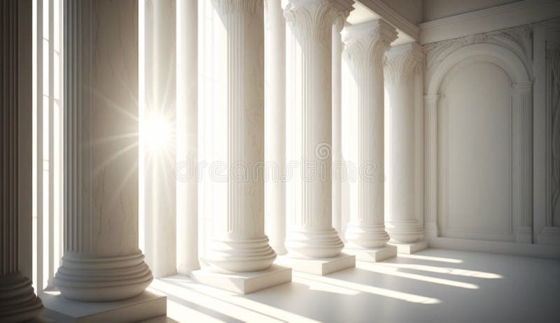 Warm White Sunny Marble Luxury Palace Interior Stock Illustration ...