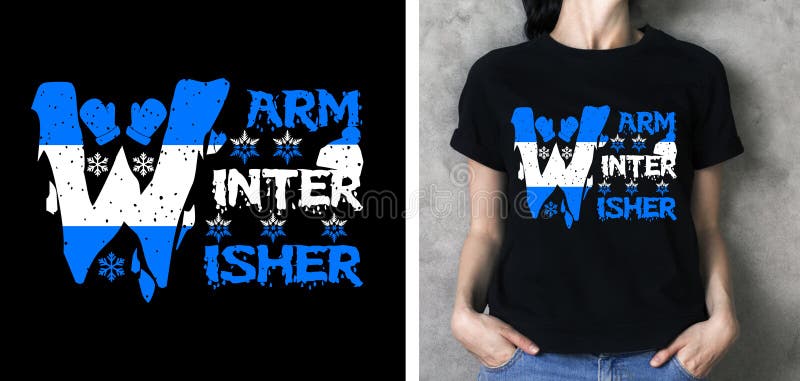 Warm Winter Wisher Creative Typography T Shirt Design Stock Photo ...