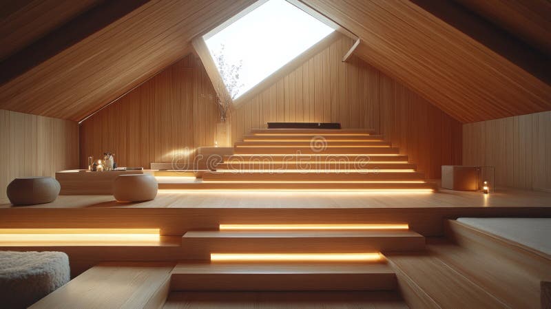 Warm Wooden Interior Design Minimalist Architecture Stock Illustration ...