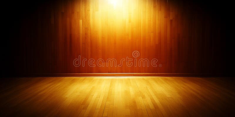 Warm Wooden Room Interior Golden Light Empty Space Background Stock ...