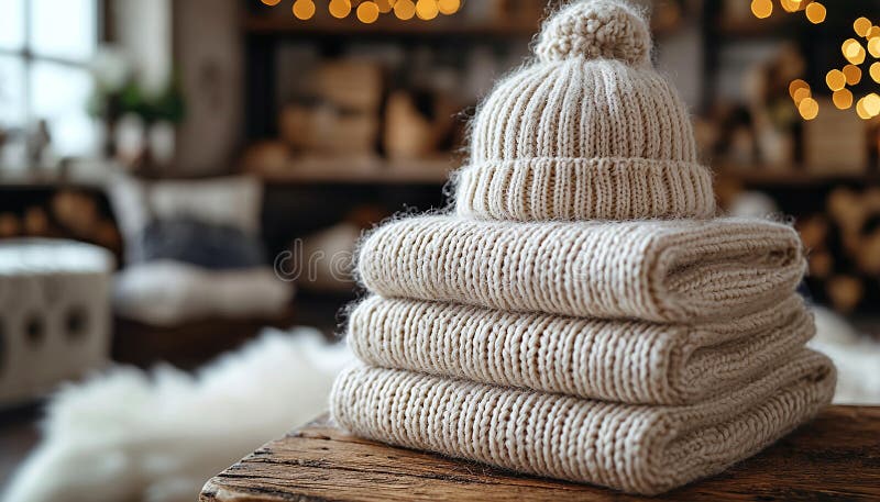 Warm Wool Clothing for Cozy Winter Relaxation Indoors Generated by AI ...
