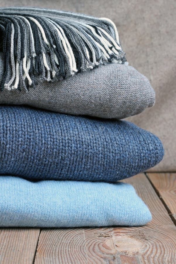 Warm Wool Clothing on a Table Stock Image - Image of bright, clean ...
