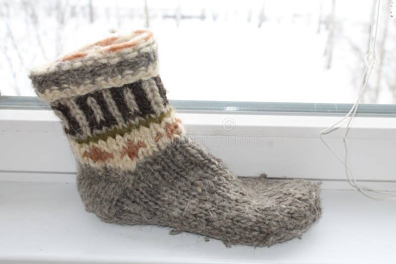 Warm Wool Socks Made of Natural Sheepskin Stock Photo - Image of ...