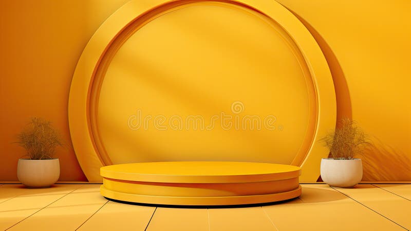 Warm Yellow Backdrop with an Product Podium Stock Illustration ...