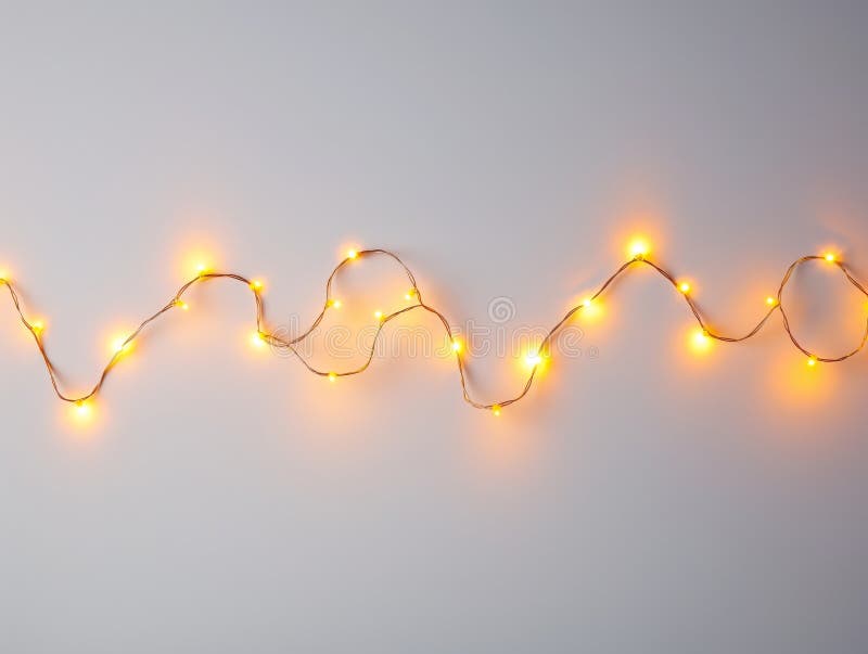 Warm Yellow Fairy Lights on White Background Stock Image - Image of ...