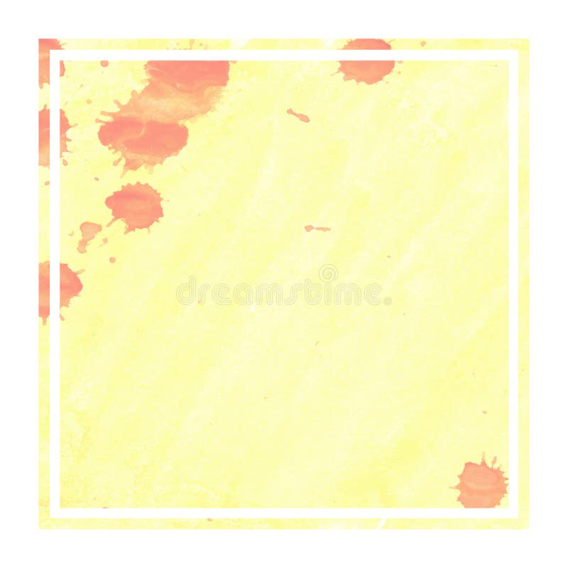 Warm Yellow Hand Drawn Watercolor Rectangular Frame Background Texture ...