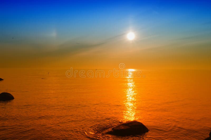 Yellow Sunset Above Lake, Nature Landscape Stock Photo - Image of dusk ...