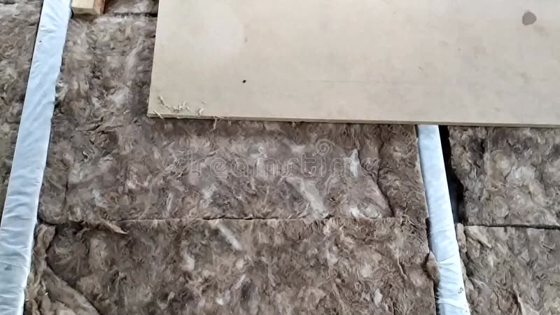 Floor Insulation with Stone Wool. Mineral Wool in House Construction ...