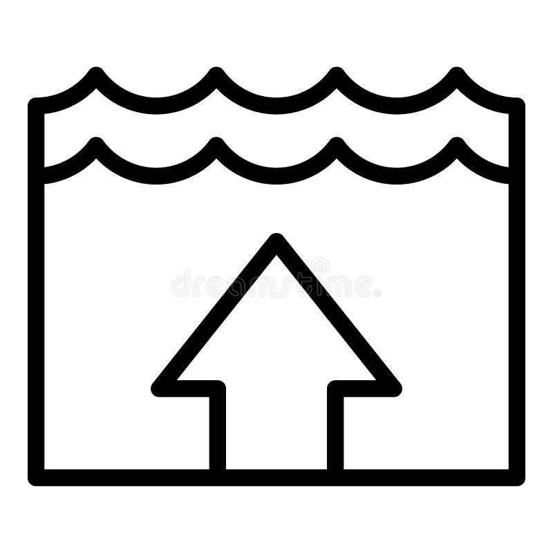 Sea Level Change Icon Outline Vector. Global Flood Stock Illustration ...