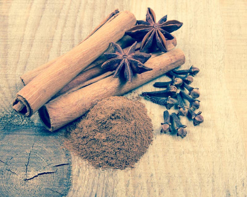 Warming Spices - Cinnamon, Star Anise, Cloves. Stock Image - Image of ...