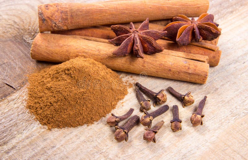 Warming Spices - Cinnamon, Star Anise, Cloves. Stock Photo - Image of ...