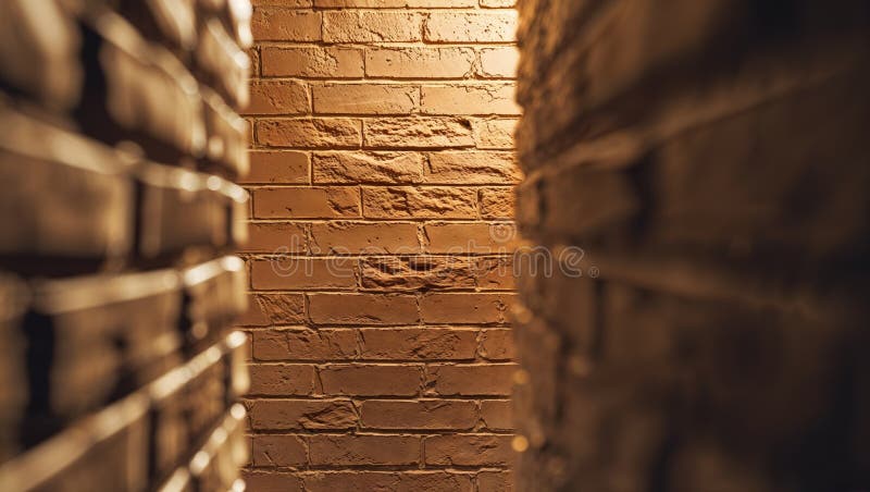 Warmly Lit Beige Brick Wall Texture Background Stock Photo - Image of ...