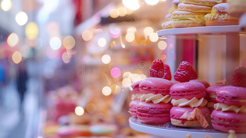 Warmly Lit Blurred Bakery Interior Showcasing Fresh Pastries and Rustic ...