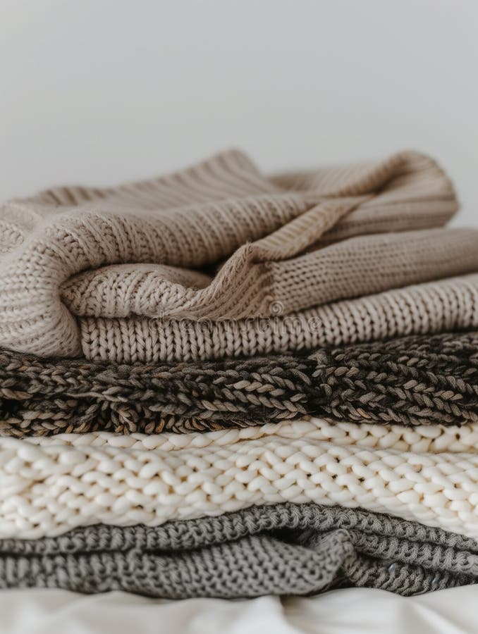 Warmth and Comfort of a Stack of Cozy Sweaters. the Soft, Natural ...