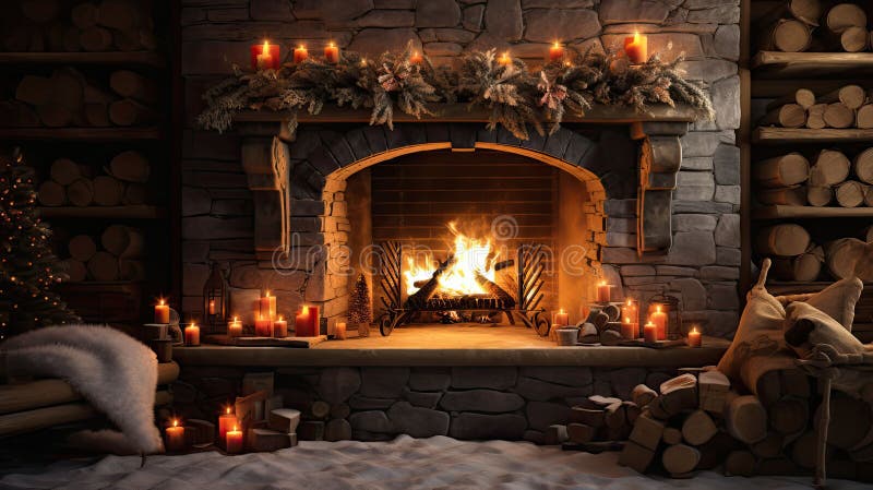 Warmth fireplace winter stock illustration. Illustration of sleigh ...