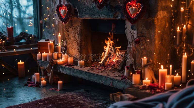 The Warmth of Love through a Captivating Image of a Fireplace Adorned ...
