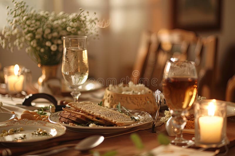 Warmth of Pesach Seder Table Set with Tradition and Reverence Stock ...