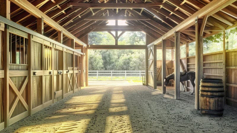 The Warmth of a Stable Barn with a Beam Ceiling, Offering Views of ...