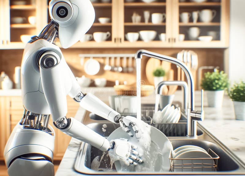 Automated Efficiency: a Robot’s Precision in Dishwashing Tasks Stock ...