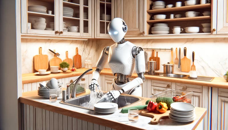 Automated Efficiency: a Robot’s Precision in Dishwashing Tasks Stock ...