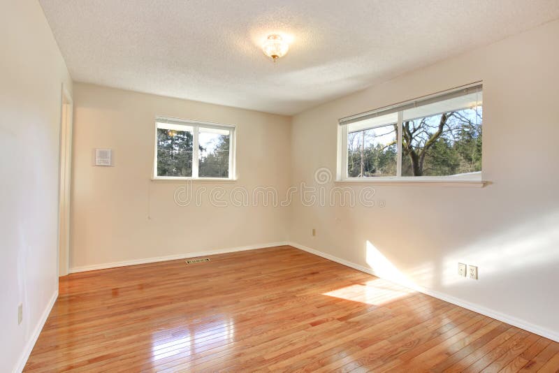 Warn Colors Empty Room with Two Small Windows Stock Image - Image of ...