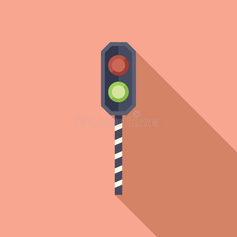 Warn Lights on Railway Crossing Icon Flat Vector. Object Warn Stock ...